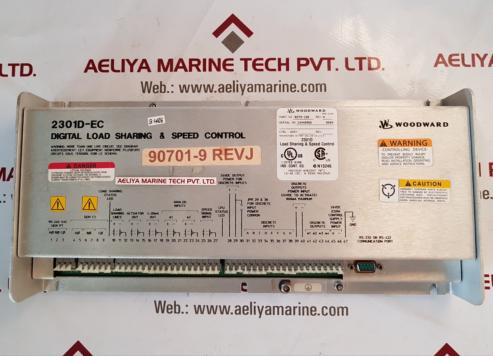 WOODWARD 2301D-EC DIGITAL LOAD SHARING & SPEED CONTROL 8273-138 ...