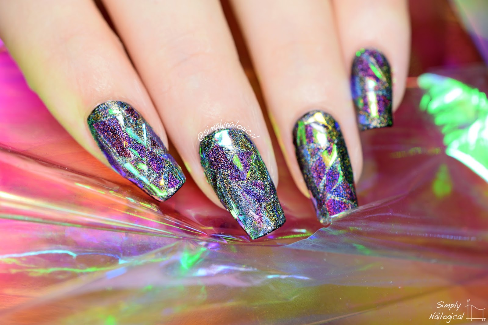 Simply Nailogical: Holographic shattered glass nails so badass rn