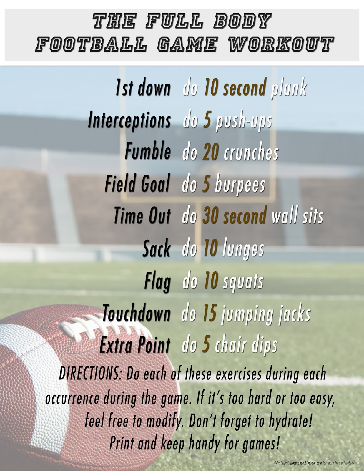 Freebie Friday, Football Game Workout