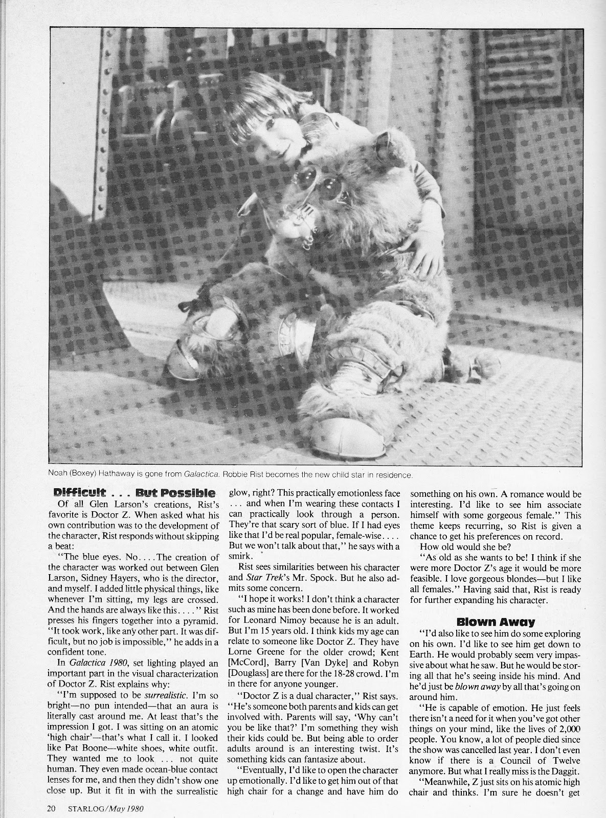 STARLOGGED - GEEK MEDIA AGAIN: 1980: GALACTICA 1980 INTERVIEW - ROBBIE ...