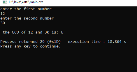C program to find the GCD of two numbers