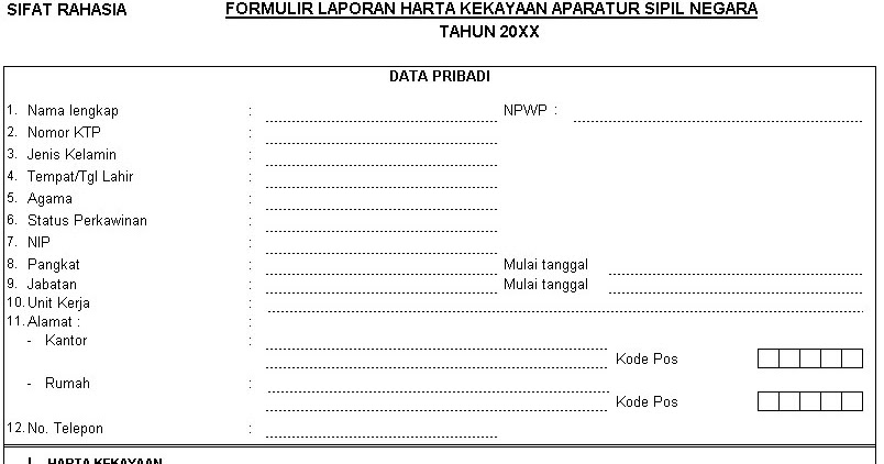 Download Formulir LHKASN / Laporan Harta Kekayaan Aparatur Sipil Negara ...