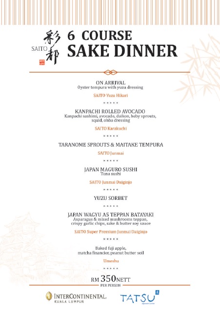 GoodyFoodies: Sake Pairing Dinner: SAITO x Tatsu, InterContinental ...