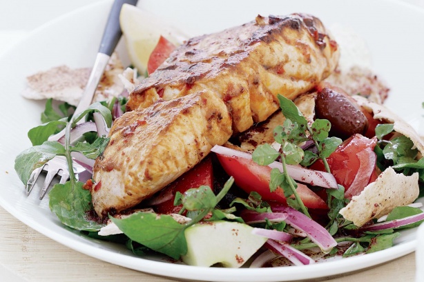 Harissa fish with fattoush Recipe | Arabic Food Recipes