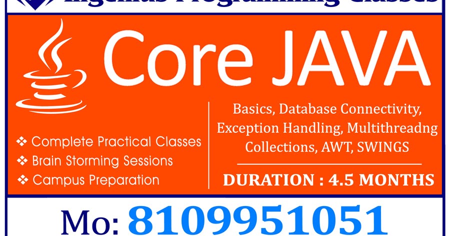 Core Java Ingenius Programming Classes Ingenius Programming Classes