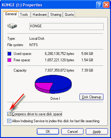 compress drive to save disk space