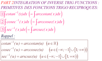 Integration of inverse trigo function.Part 2..Primitives des fonctions ...