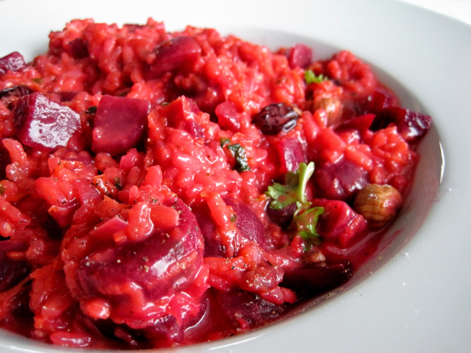 b o u r b o n l i f e: Rote Beete-Risotto mit Cranberries und Möhren