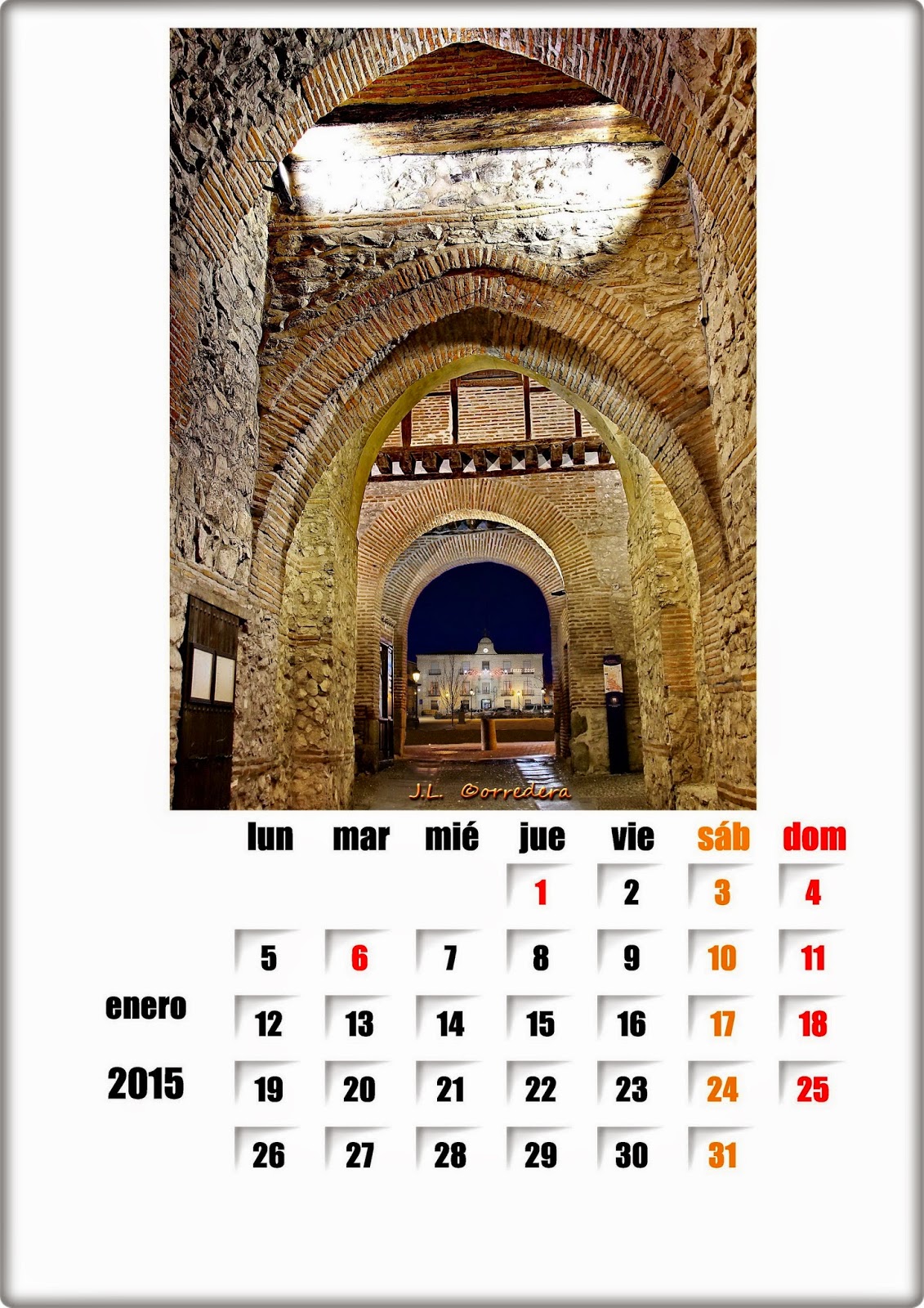 ARÉVALO, OTRO PUNTO DE VISTA: Calendario mes de Enero de 2015