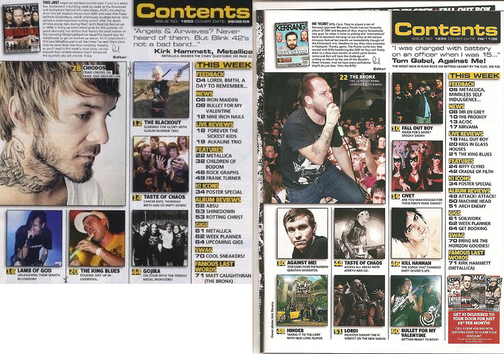 Media AS Coursework: FINISHH - Kerrang Magazine Contents Page and ...