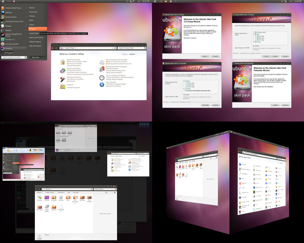 windows themes pack: Ubuntu transformation (skin) pack 4.1 for windows