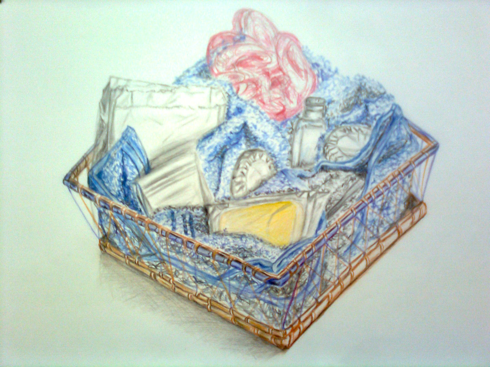 New Beginnings: Pencil crayon drawing of a soap composition