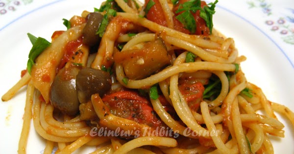 Elinluv's Tidbits Corner: Pasta Ratatouille With Mussels And Fresh Shimeiji