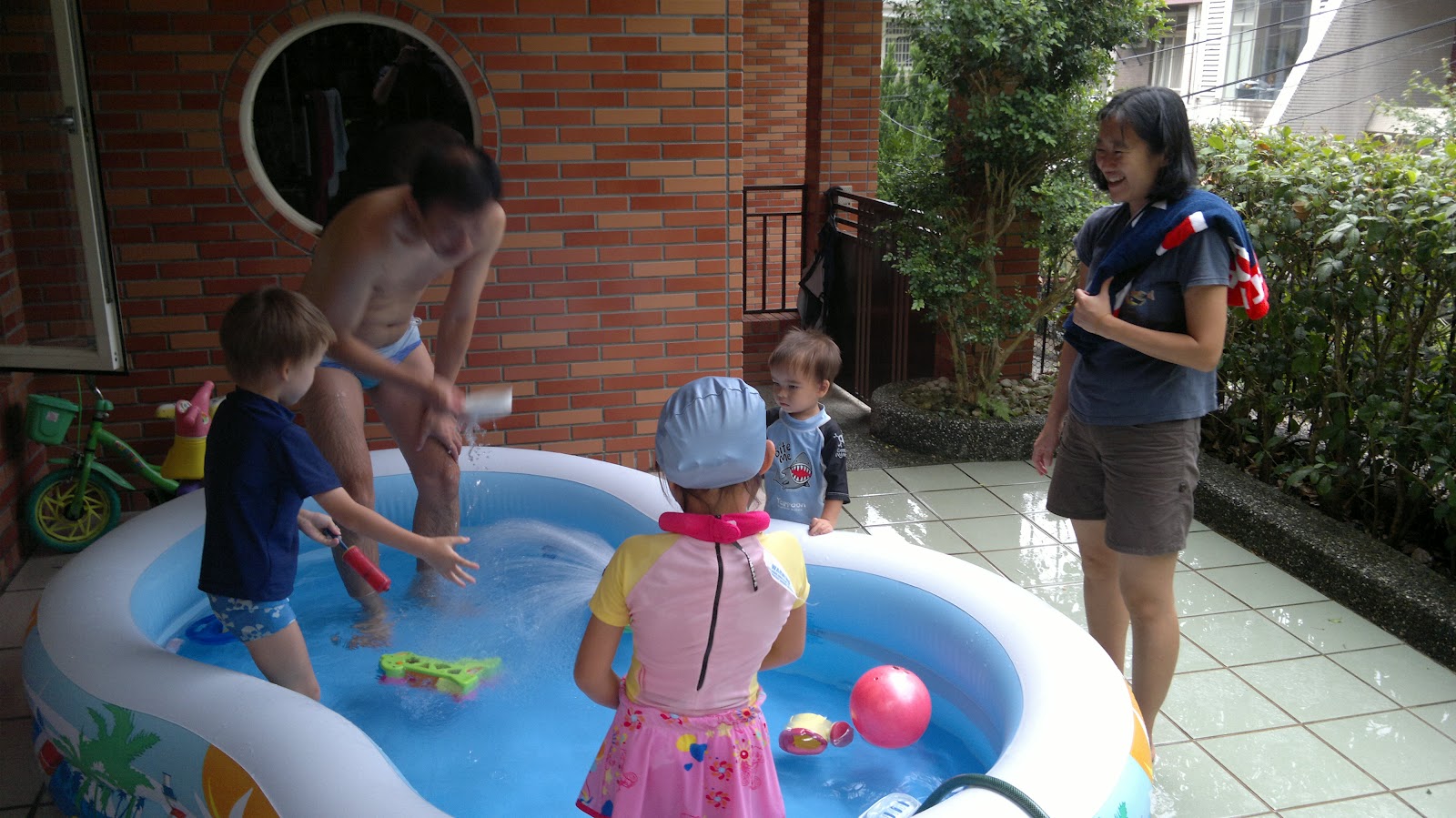 Two Boys in Taipei: Wading Pool Fun