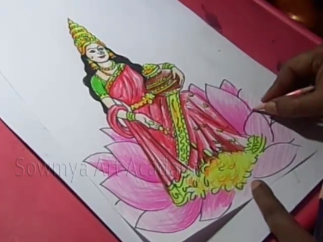 KIDS CARTOON DRAWINGS: How to Draw Goddess Lakshmi devi Color Drawing