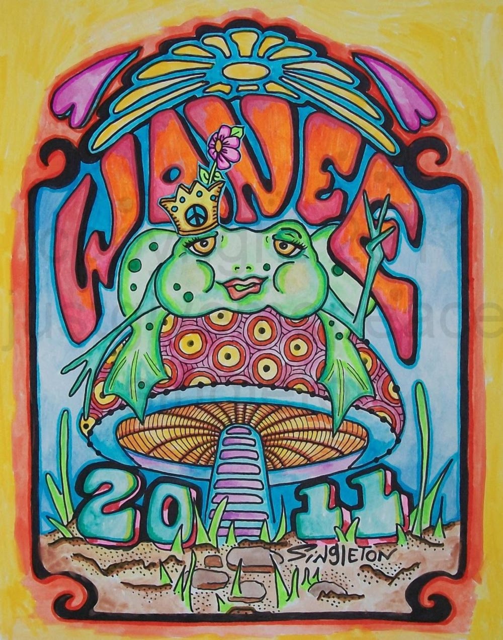 Just Give Me Peace Shroom For One More Singleton Hippie Art
