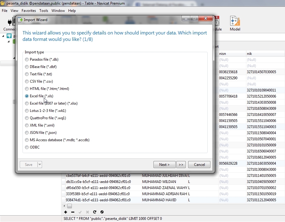 IMPORT DATA PESERTA DIDIK excel KE APLIKASI DAPODIKDAS DENGAN NAVICAT ...