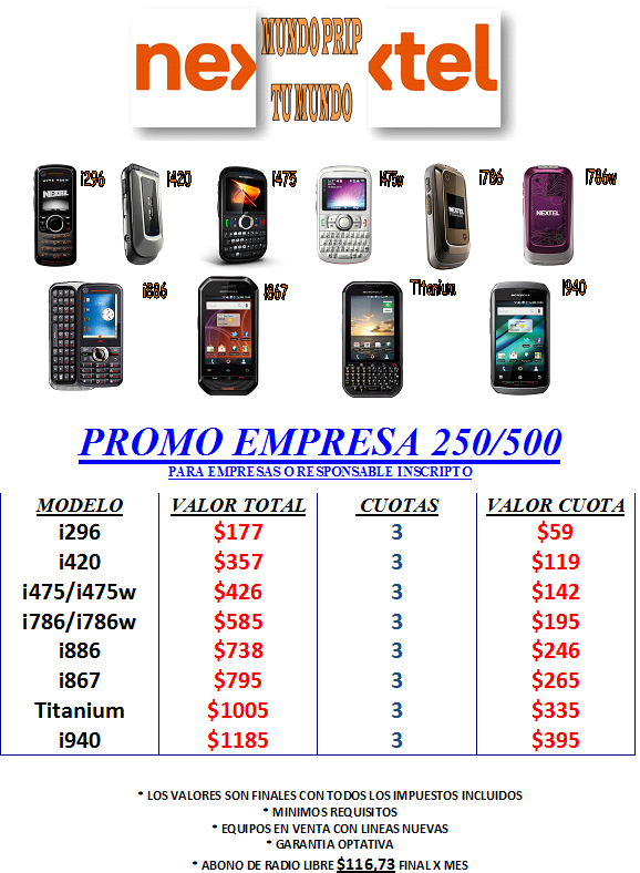 VENTAS DE EQUIPOS NEXTEL Movil:1537328069 / 670*2013 ZONA SUR