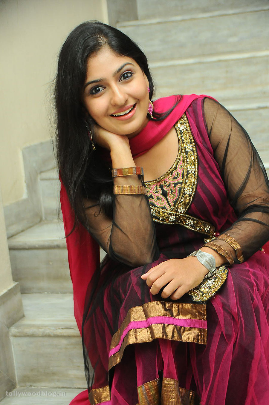 Monica Photoshoot stills in Pink Chudi
