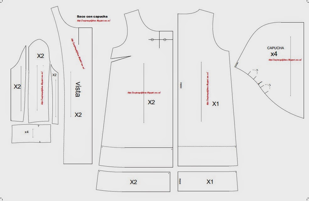 Mujeres y alfileres: Molde de saco con capucha