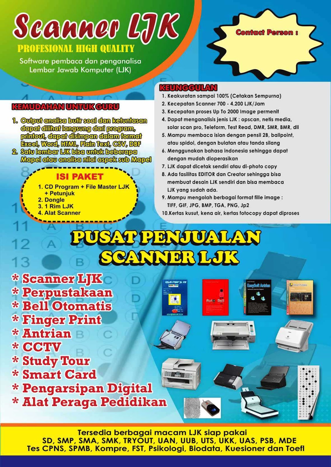 Scanner LJK - OMR - DMR - SMR - Software LJK - Alat Koreksi LJK - Scanner Koreksi Ujian - Mesin LJK