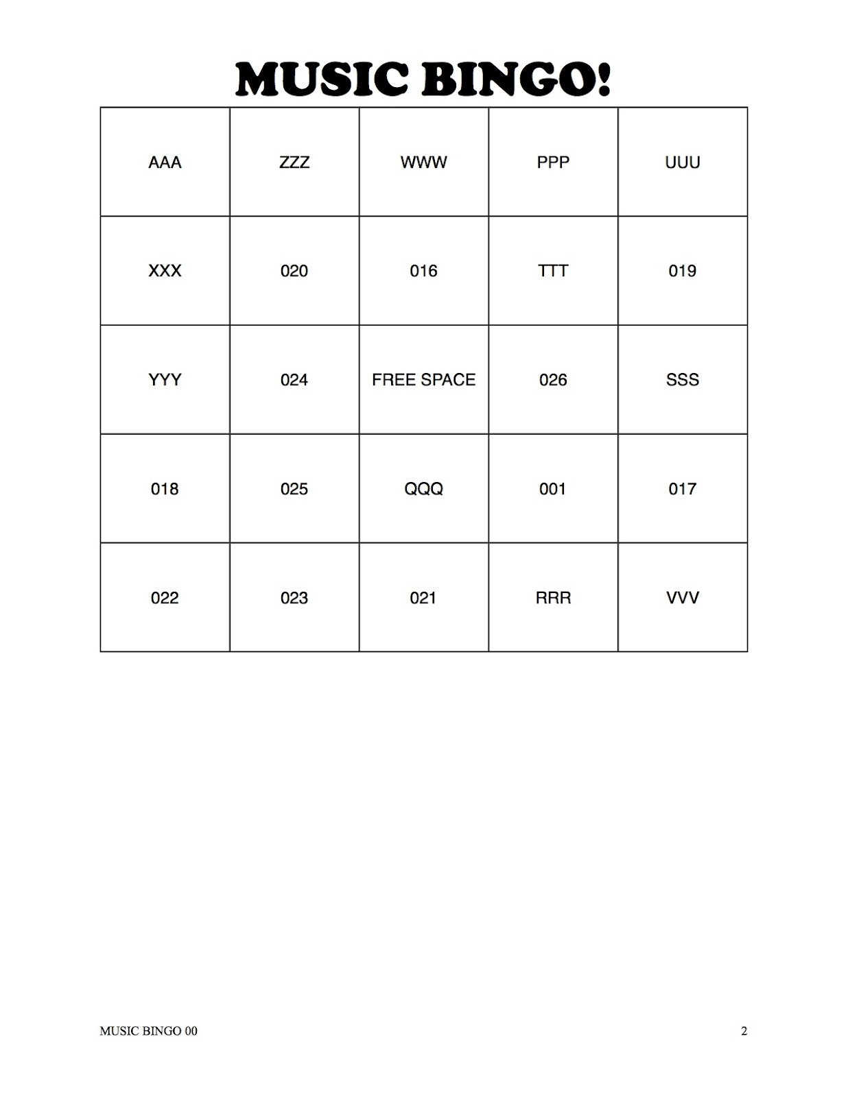 The Mango Muse: (Make your own) Music BINGO!