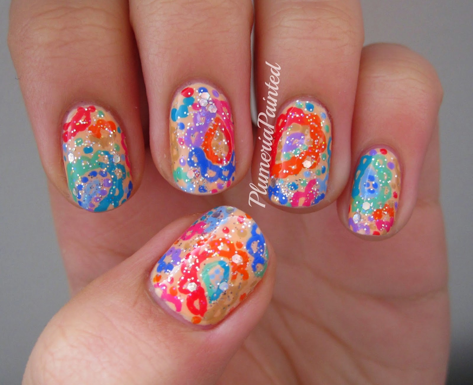 PlumeriaPainted: Rainbow Paisley Nails