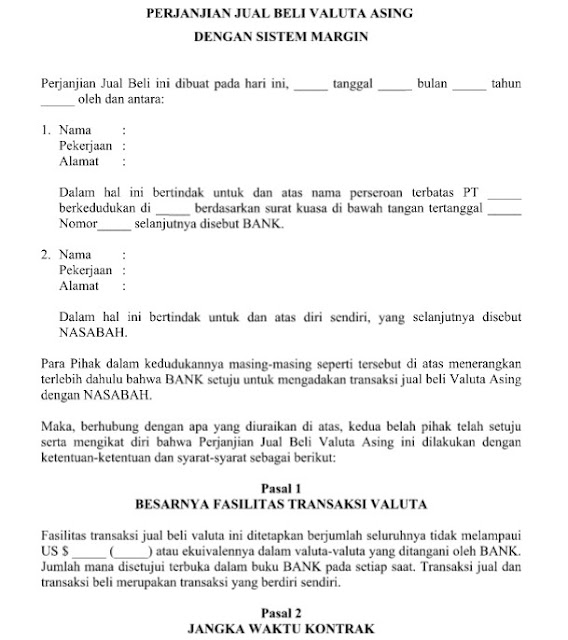 Contoh Surat Perjanjian Jual Beli Valuta Asing (Valas) Format Word ...