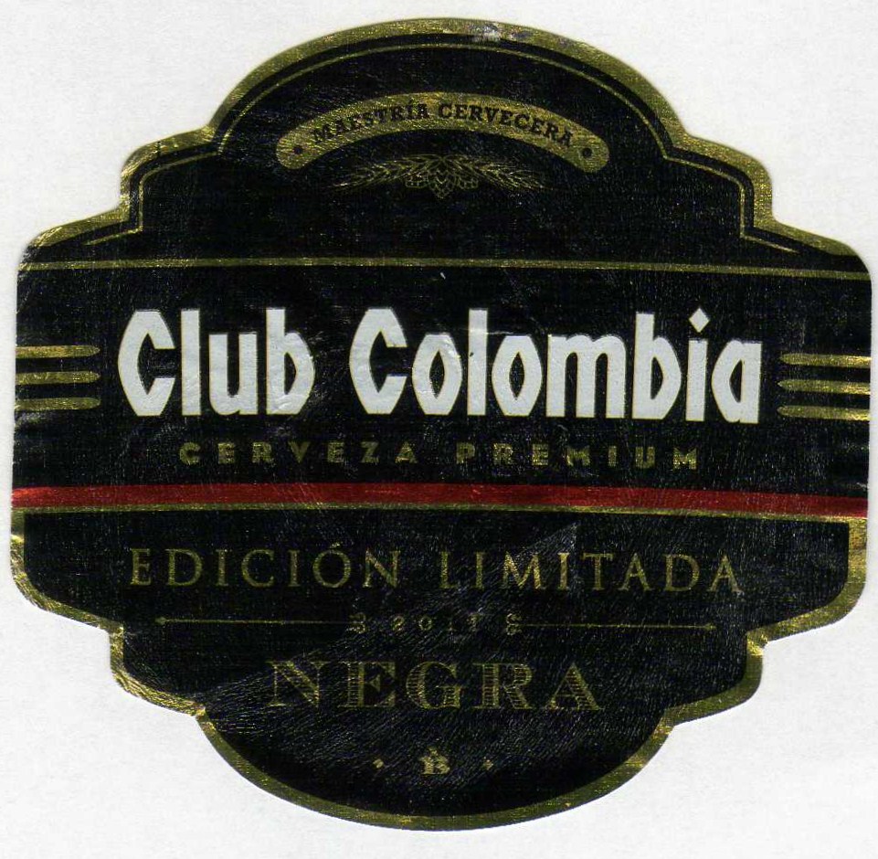 ETIQUETAS DE CERVEZAS Y MALTAS COLOMBIANAS: CLUB COLOMBIA NEGRA