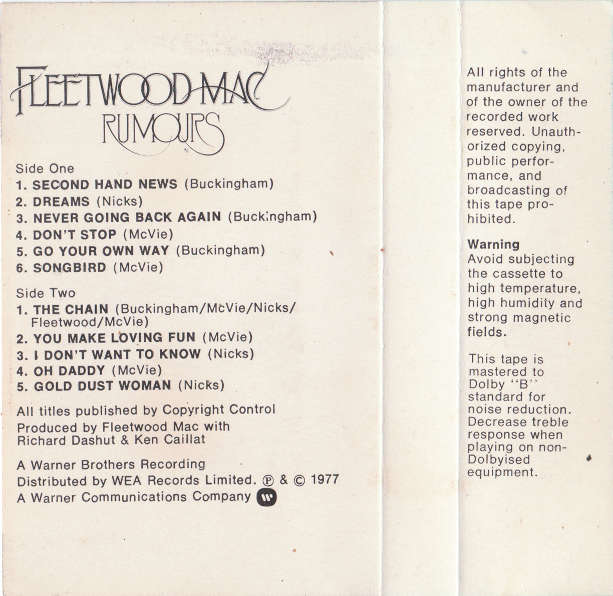 Cassette Cover Art Library: Fleetwood Mac