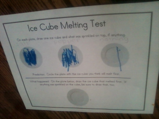 Sonshine Tot School: Week 2 PreK Science: Ice Melt Test