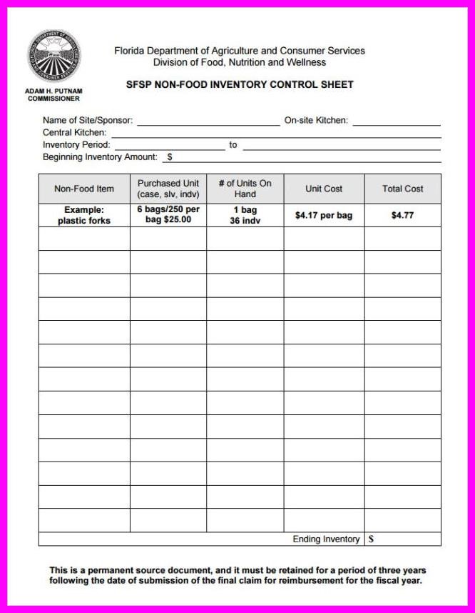 16 Kitchen Stock Control Sheet - T6IZ GORDON WILKINS'S BLOG