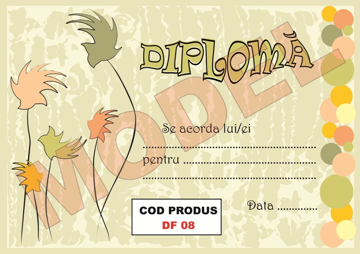 DIPLOME FEL DE FEL : MODELE DE DIPLOME CU FLORI / MOTIVE FLORALE