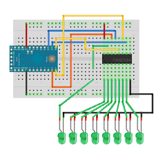 /dev/random: Knight Rider with 74HC594 8 bit shift register