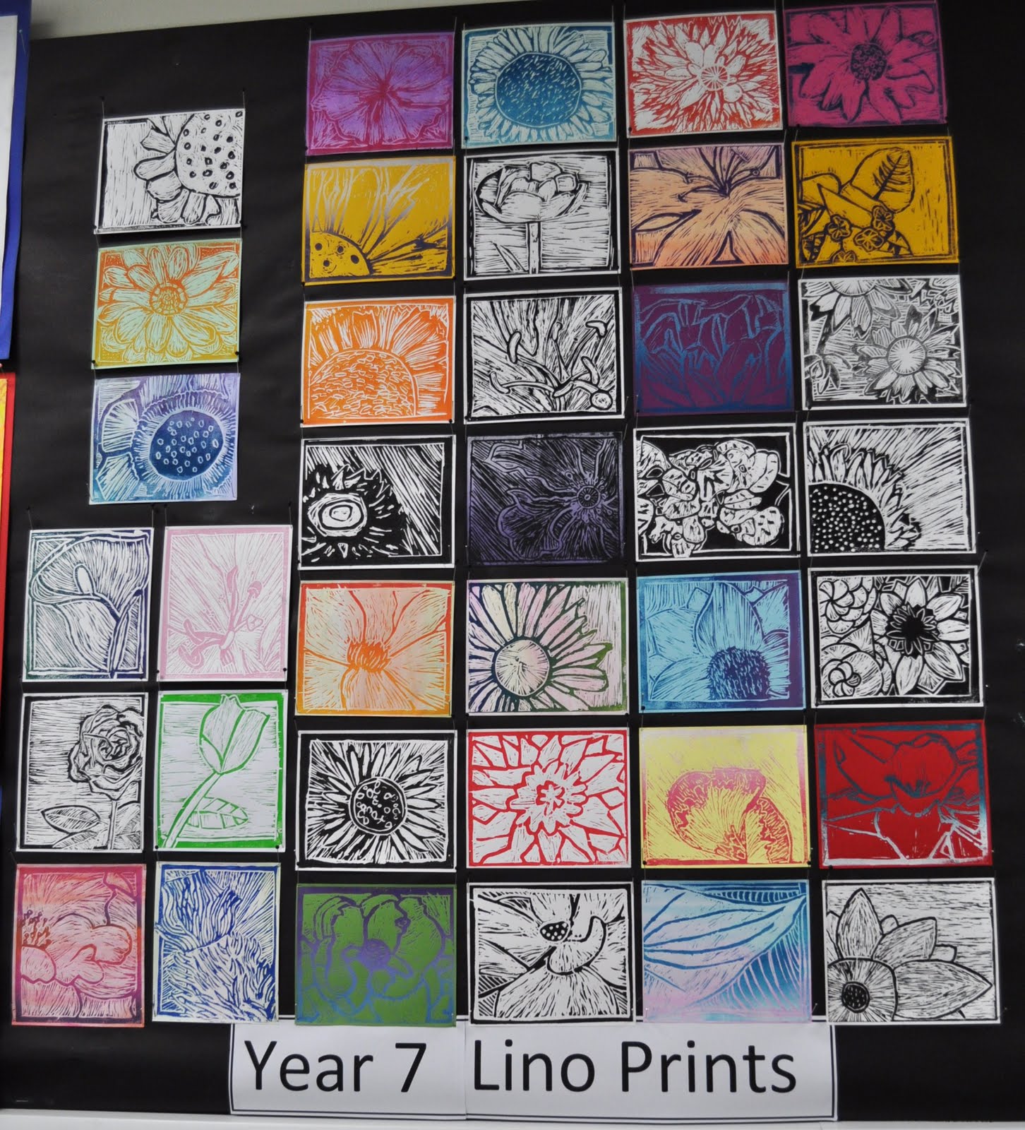 I teach art: Flower Lino Prints