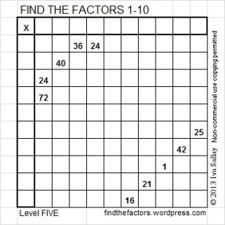 Find the factors puzzles for practicing the multiplication tables