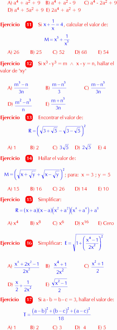 PRODUCTOS NOTABLES FÓRMULAS Y PROBLEMAS RESUELTOS