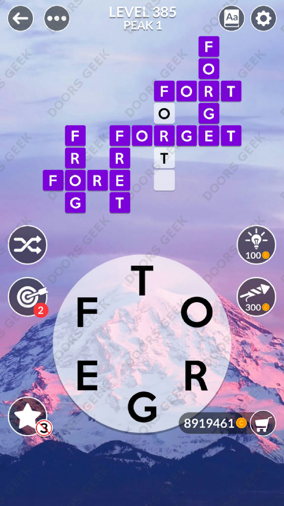 Wordscapes Level 385 Answers ~ Doors Geek