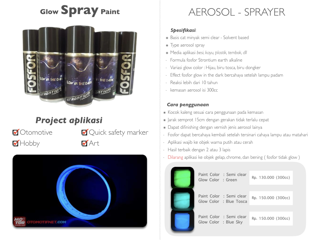 JUAL CAT FOSFOR GLOW IN THE DARK dengan 5 CAHAYA