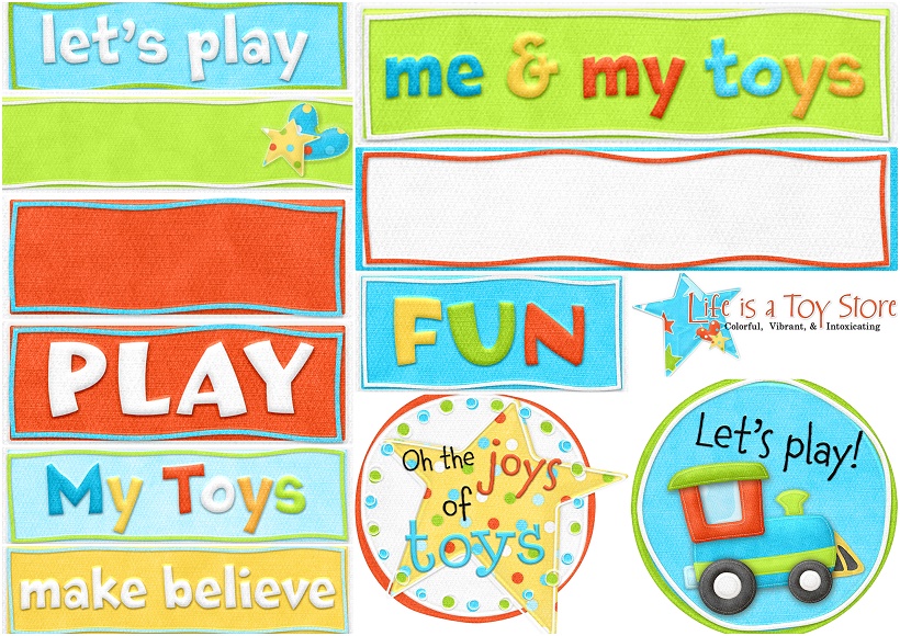 Signs, Borders and Frames of the Pretty Toy Store Clip Art. - Oh My Baby!