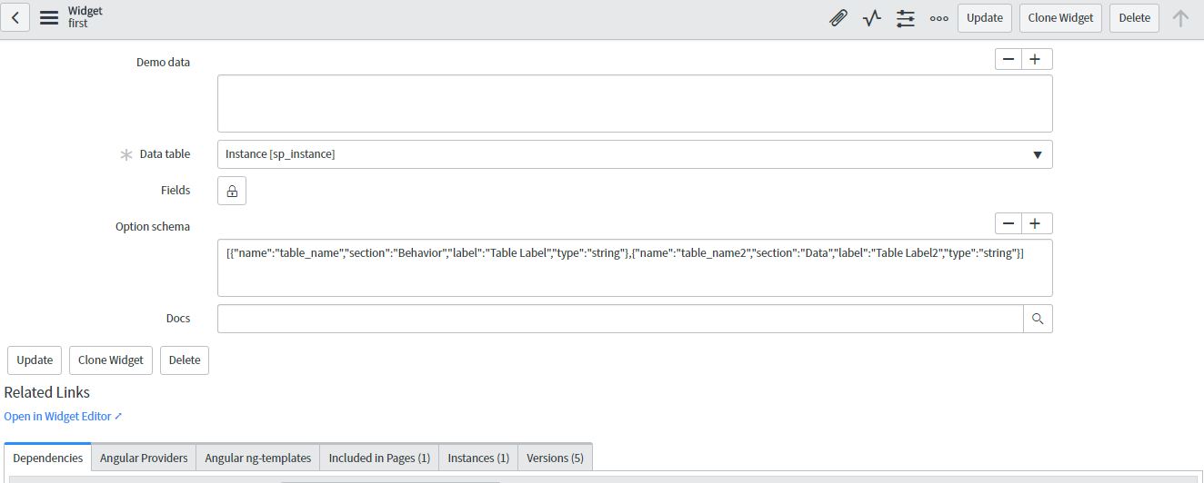 Service Portal Widget With Option Schema My Service Now Notes