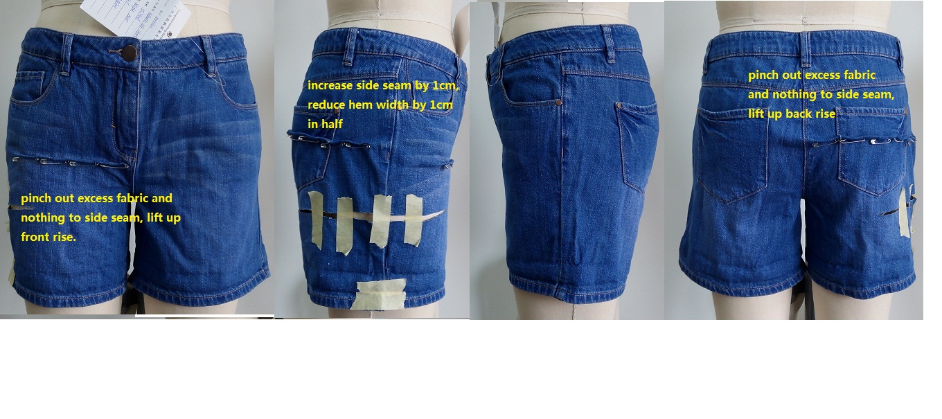Garment fitting amendments: 2, How to re-balance a ladies' short 1.