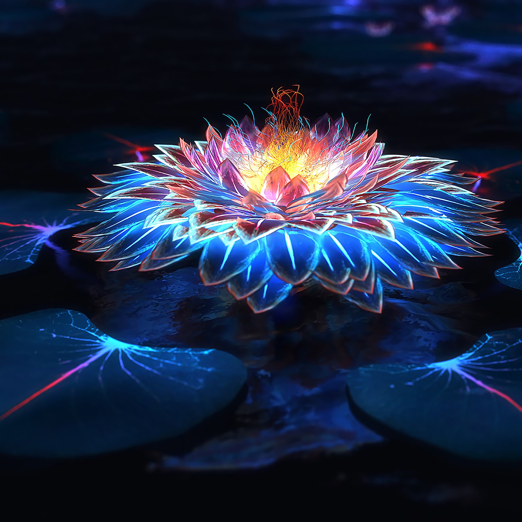 Lotus, Flower, Glowing, Colorful, 4K, 3840x2160, #23 Wallpaper PC Desktop