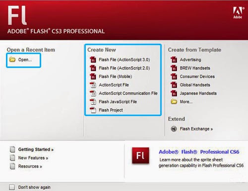 Mengenal Halaman Intro Adobe Flash CS3 | AnimationLicious