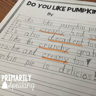 Pumpkin Pie in a Cup {Tasty Writing Activities} | Primarily Speaking