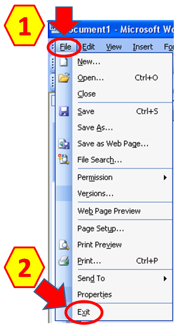 b. Melalui Tombol Close