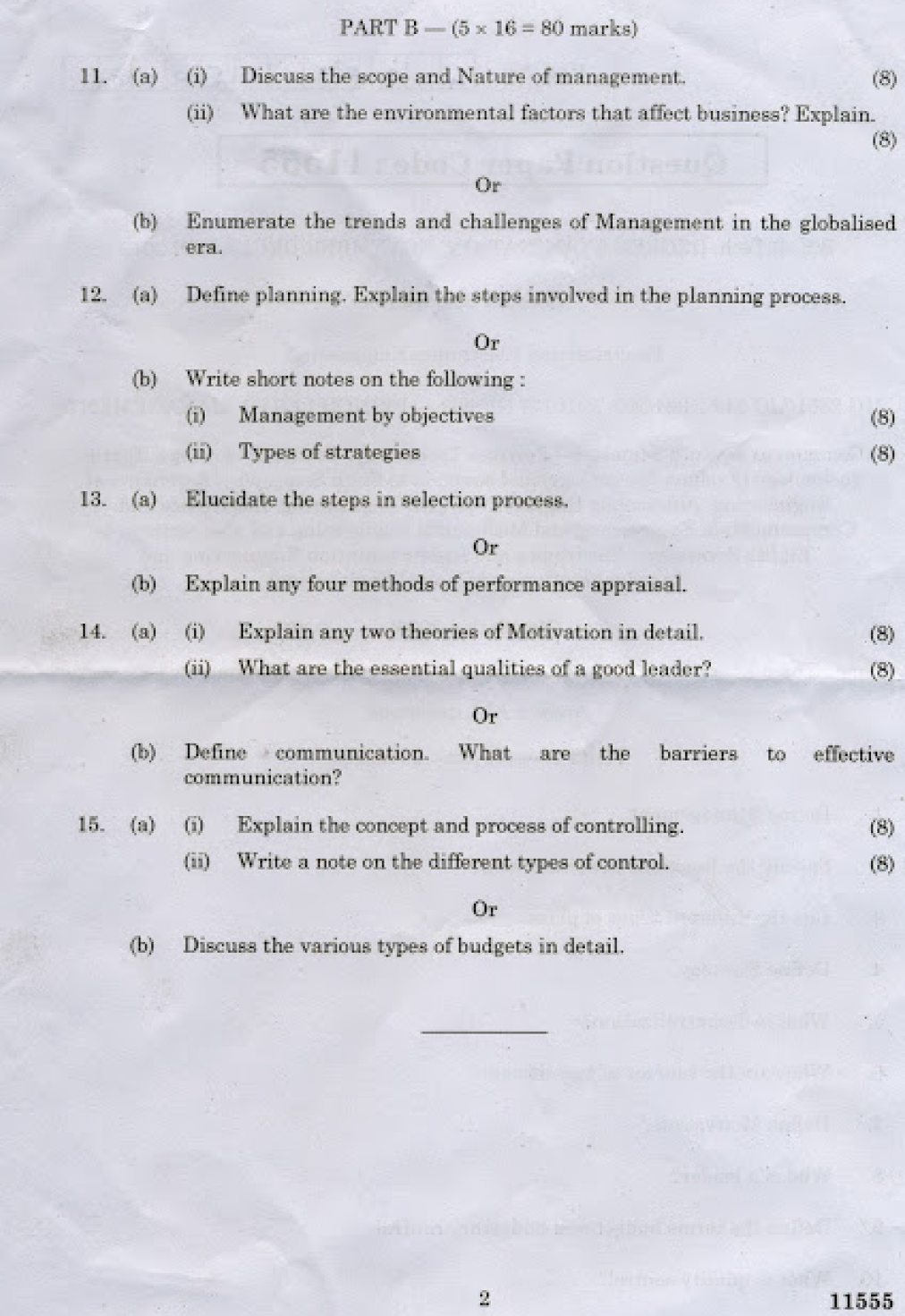 Principles of Management MG2351 Anna University B.E 2012 Question Paper ...