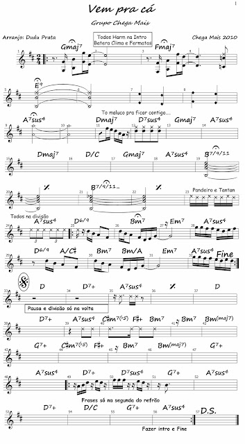 Meu Cavaquinho Partituras: Partitura - Vem Pra Cá - Grupo Chega Mais