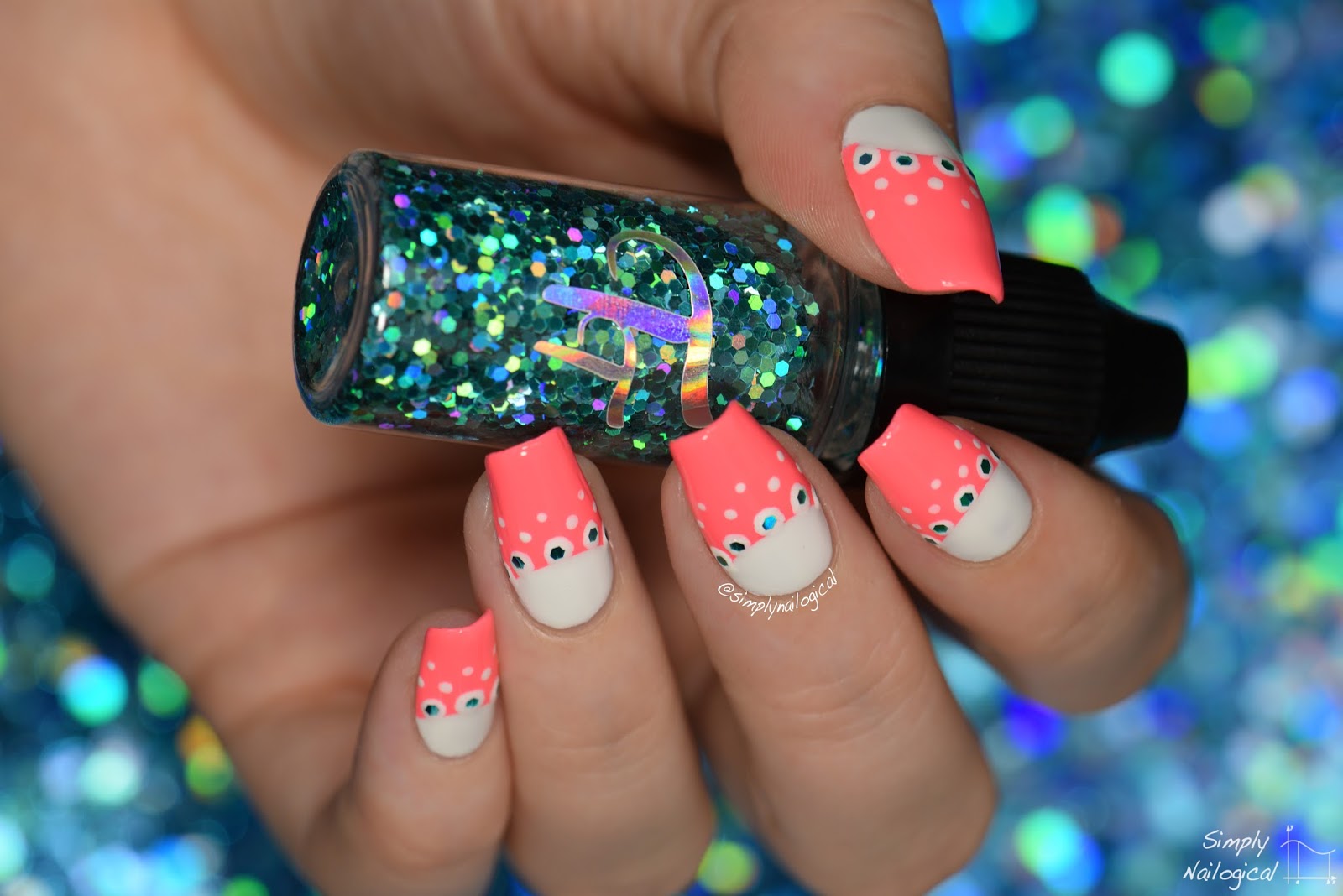 Simply Nailogical: Neon half-moon dotticure nails - summmahhhh where ...
