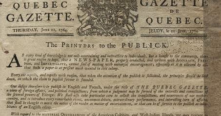 Le temps du papier: Le premier journal: La Gazette de Québec